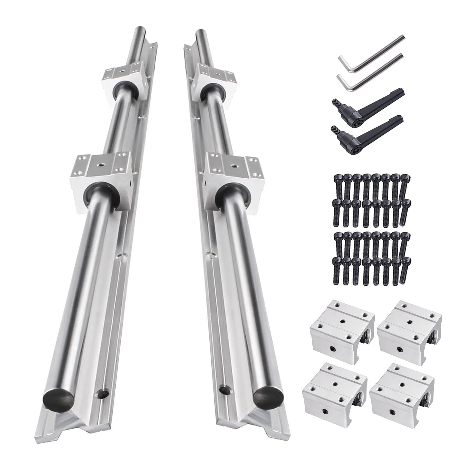 CNCMANS SBR16-2500mm Linear Rail Kit, Include 2Pcs SBR16-1500mm Linear ...