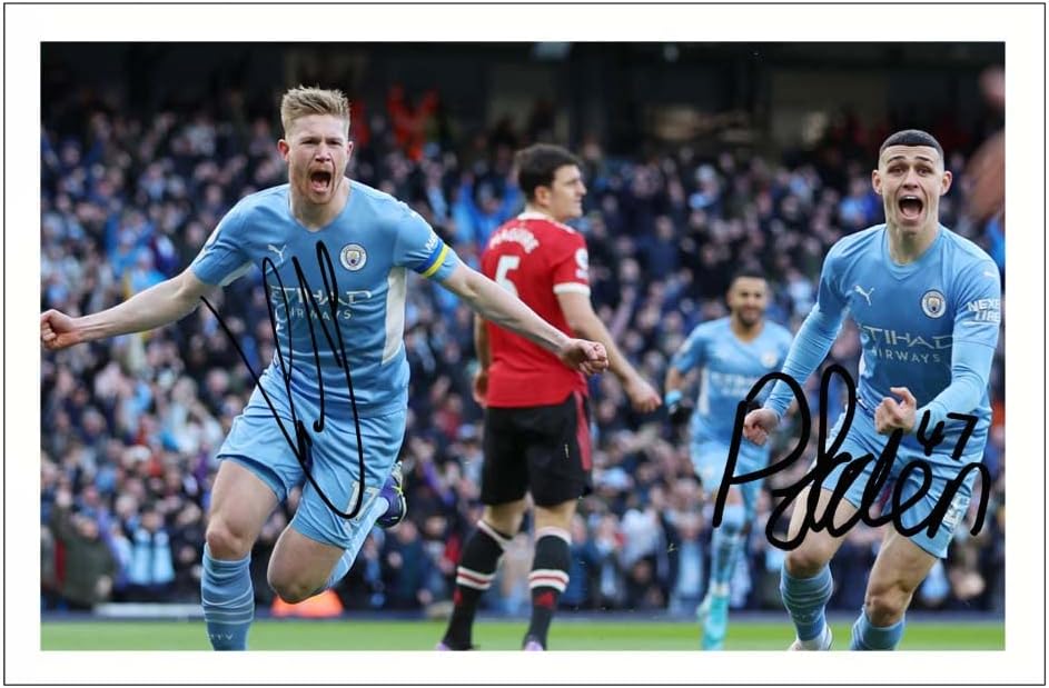 Kevin De Bruyne & Phil Foden Signed 6X4 Inch Photo With Print Pre ...