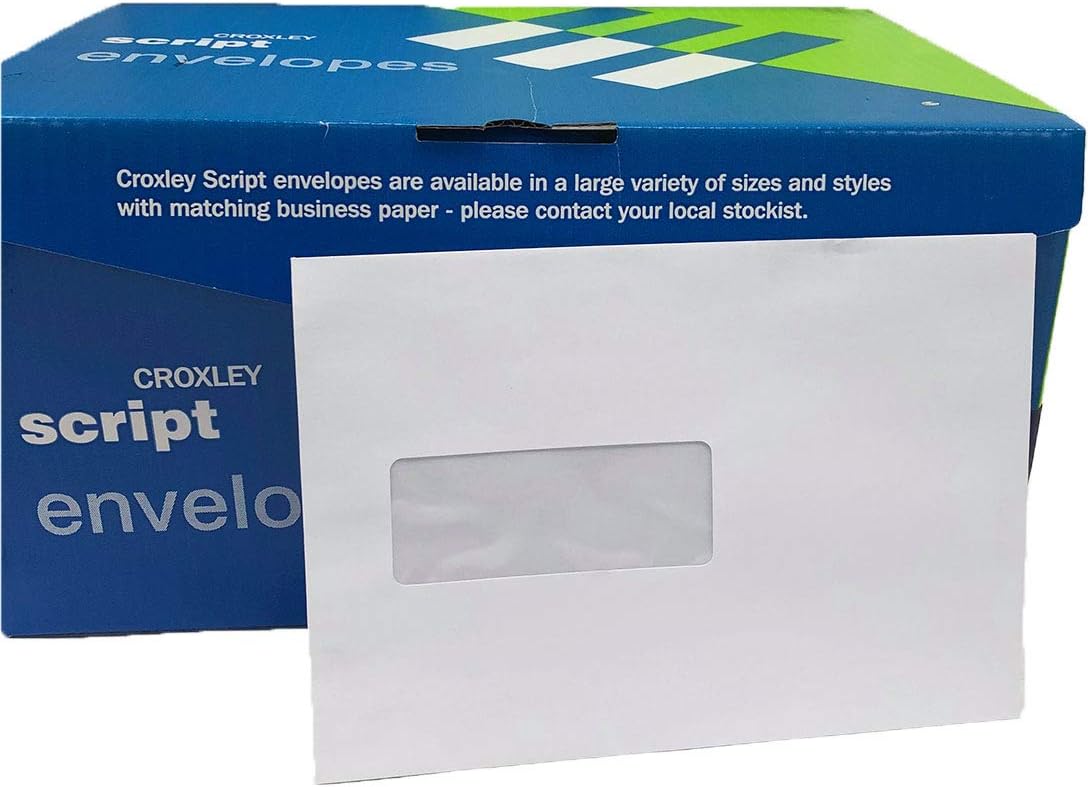 Croxley Script Envelopes Pocket Peal and Seal Window Pure White C5 ...