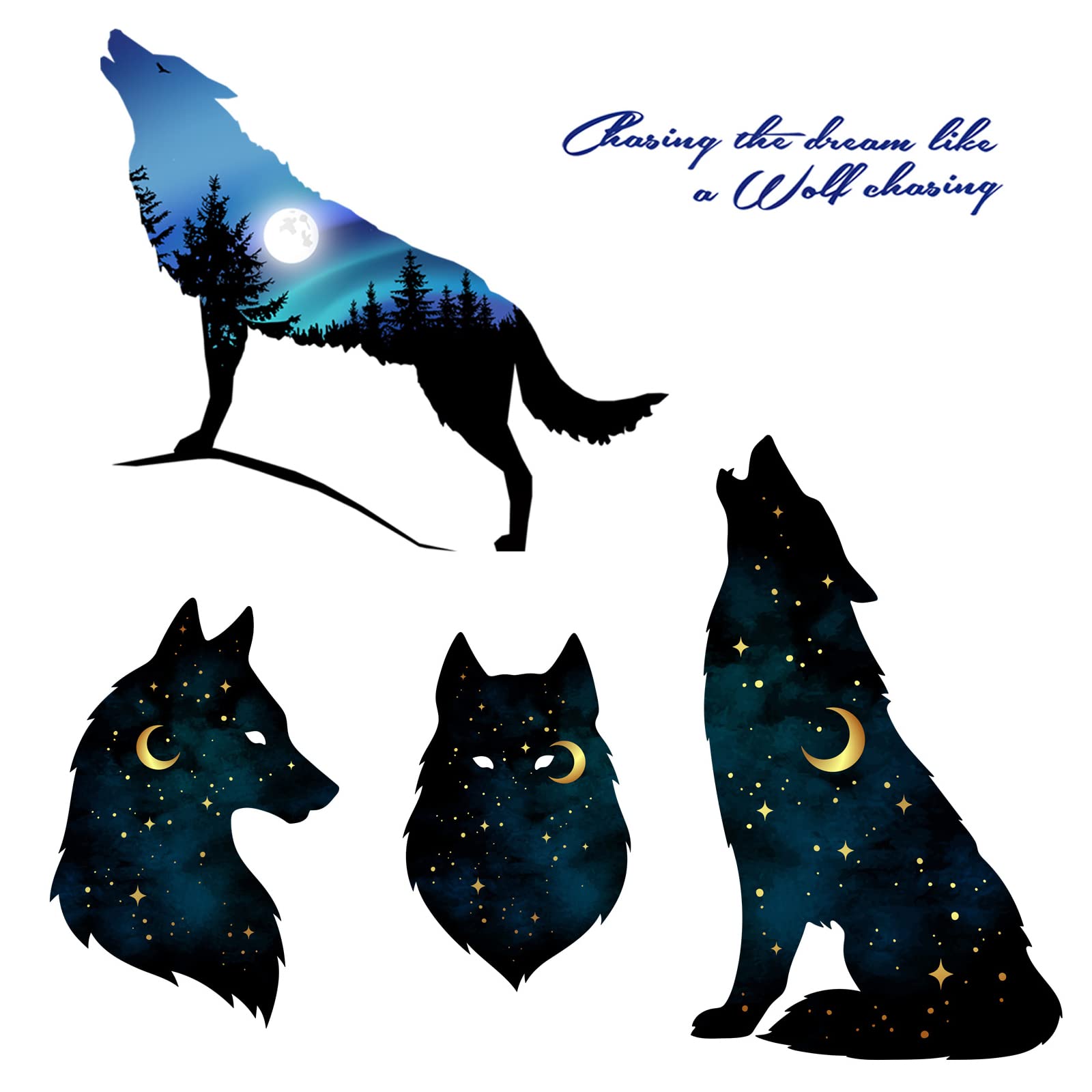 Wolf Howling At Night Sky Tattoo