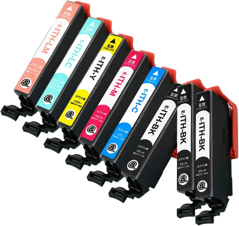 Amazon.co.jp: ITH-6CL (BK×3/C/M/Y/LC/LM)【8本セット】 最新 互換 インクカートリッジ 《ICチップ搭載・残量表示対応》 イチョウ ITH インク ...