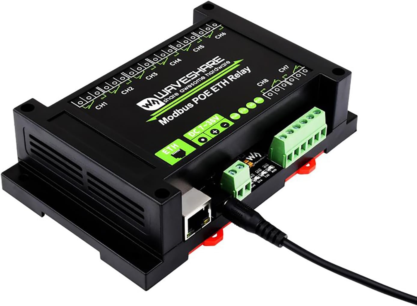 Coolwell 8-Ch Ethernet Relay Module with PoE Port Communication Modbus RTU/Modbus TCP Protocol ...