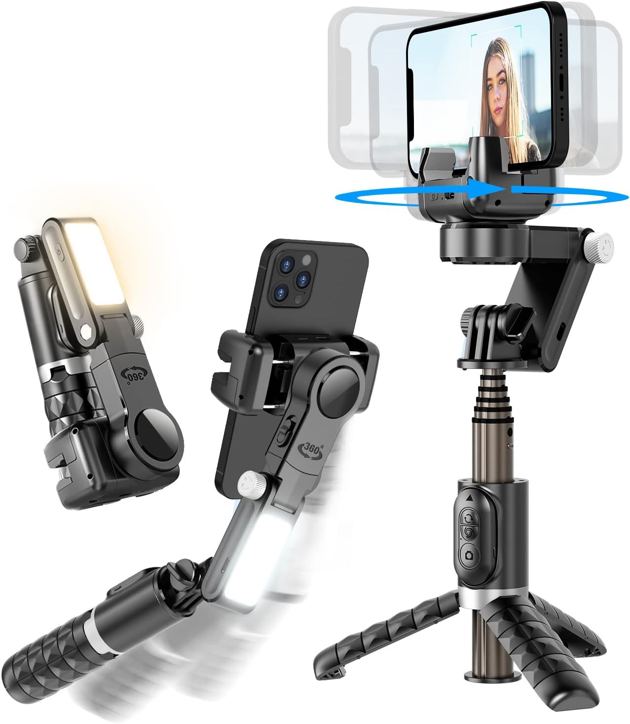 Selfie Stick Gimbal Stabilizer, VISOOP Light Weight Auto Balance 1-Axis ...