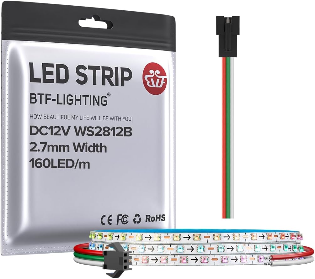 Amazon.com: BTF-LIGHTING WS2812B IC RGB 2.7mm Ultra Narrow LED Strip ...