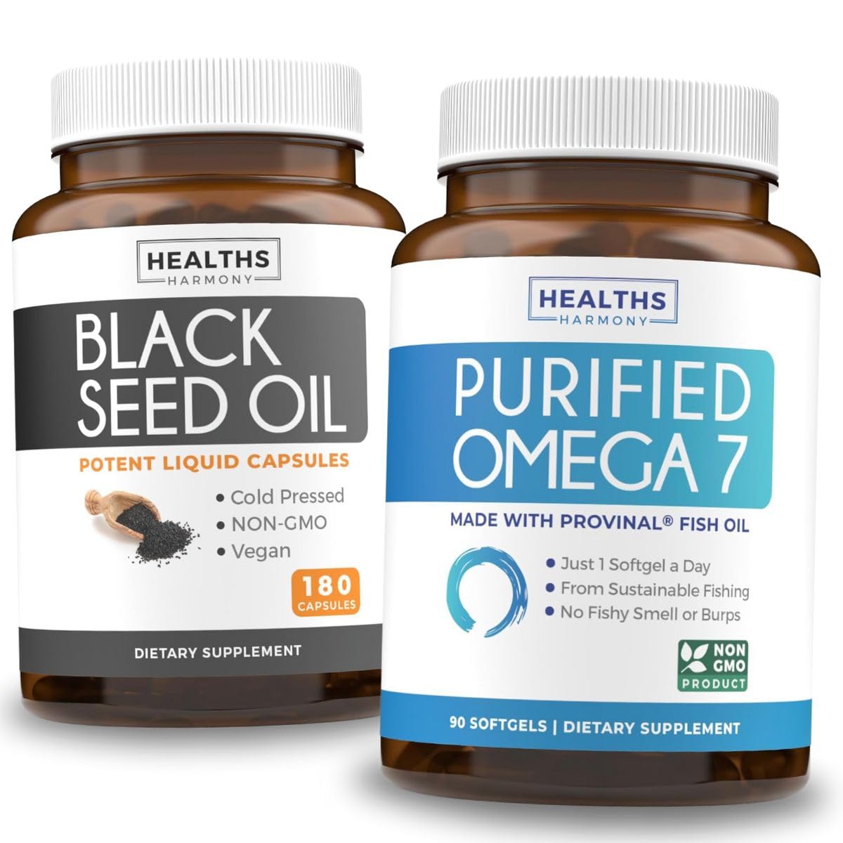 Amazon.com : Omega 7 Softgels & Black Seed Oil (3-Month Supply) Omega ...