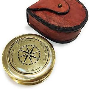 NauticalMart Vintage Brass Compass with Nautical Gift Case Integrity ...