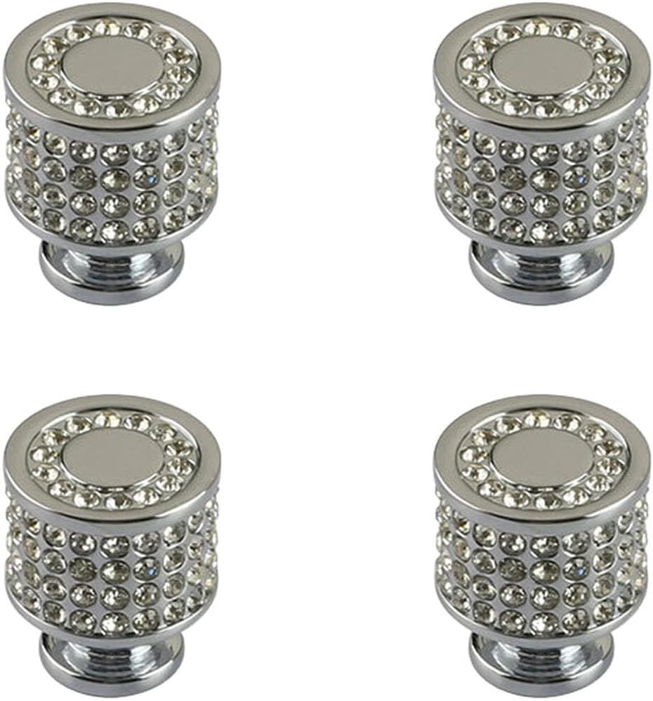 WJXFHTD 4Pack Rhinestone Knob Single Hole Knob Silver Kitchen Cabinet ...