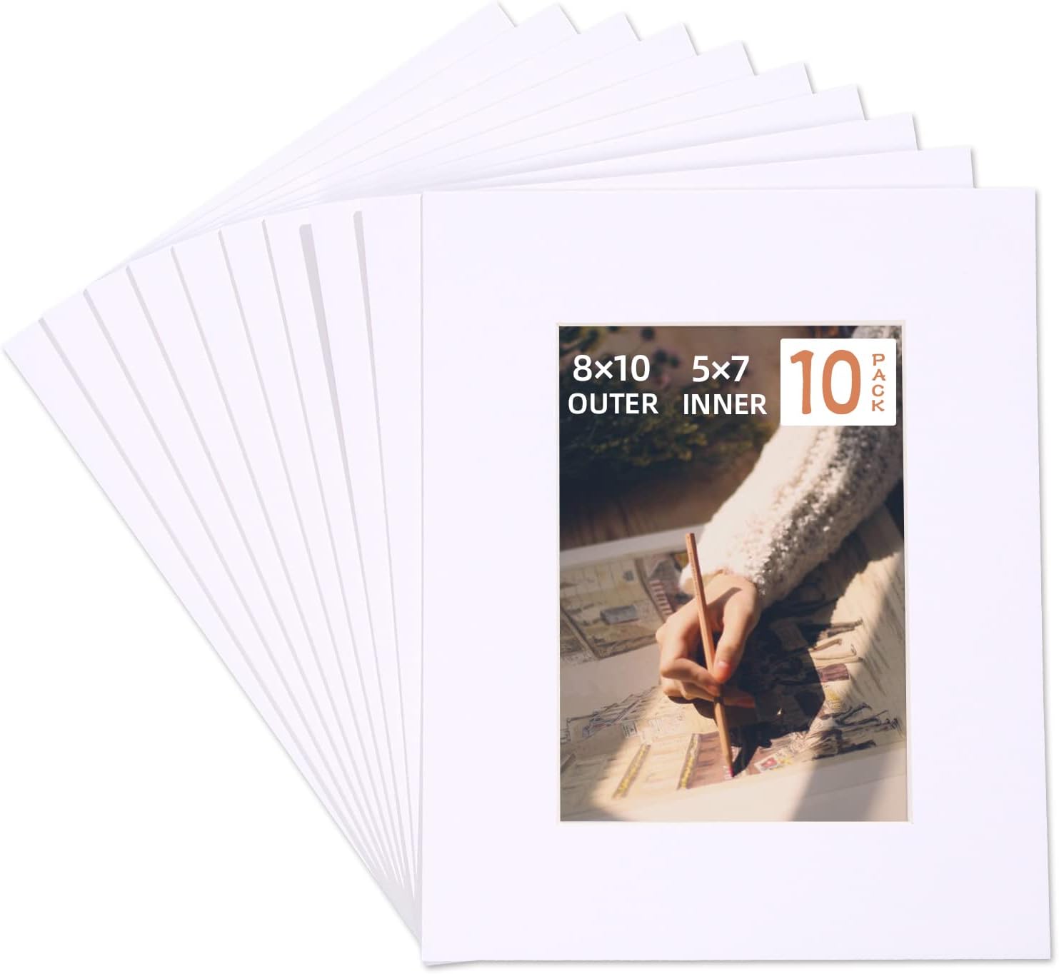 Amazon.com: HOTUO 10 Pack Acid Free White Picture Frame Mats, Pre-Cut ...