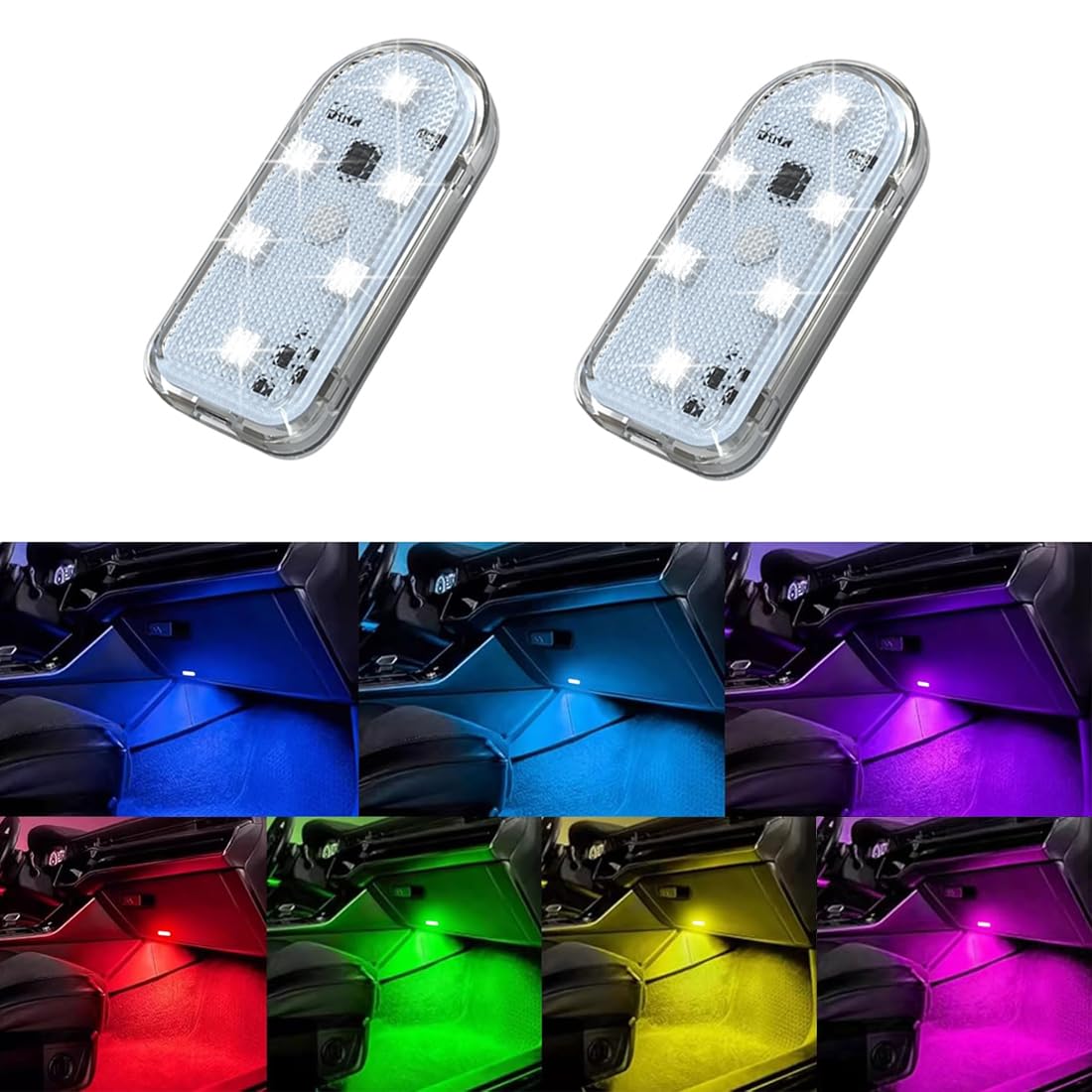2 PCS Car LED Lights Interior,USB Rechargeable Car Interior Reading ...