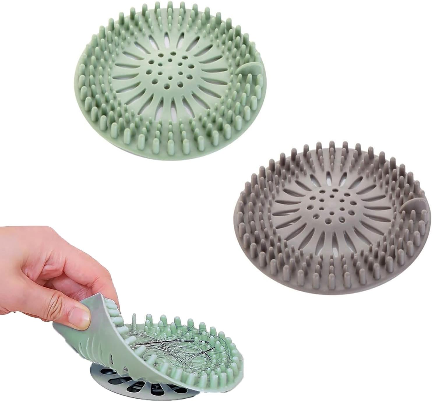 Shower Drain Covers, 2pcs Silicone Hair Stopper Silicone Tube Drain ...
