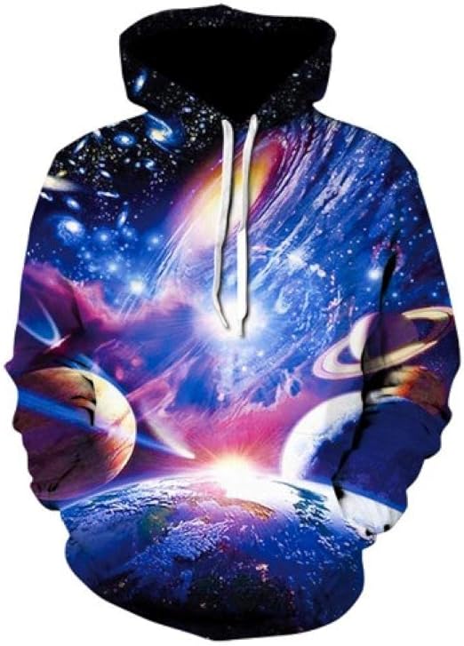Milky Way Series 3D Space Hooded Sweatshirts Blue Galaxy Male ...