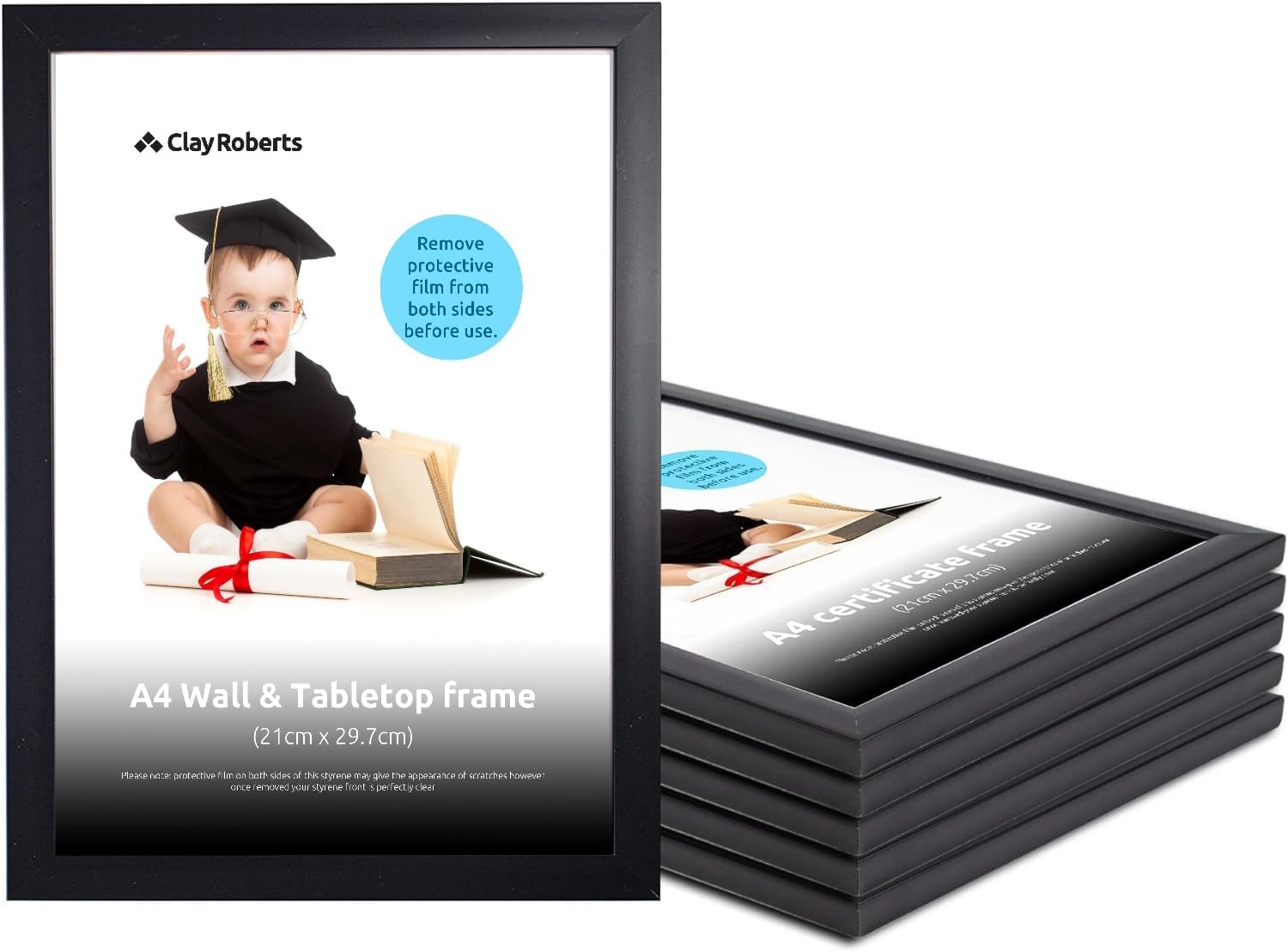 (Set of 6) - A4 Black Photo Frame Glass Window Premium Photo Picture ...