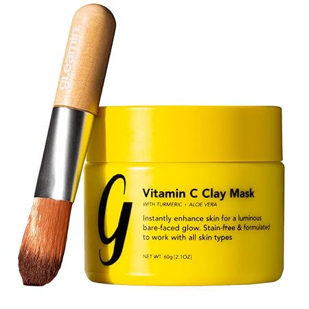 Amazon.com : Gleamin Turmeric Vitamin C Clay Mask & Mask Brush - Clay ...