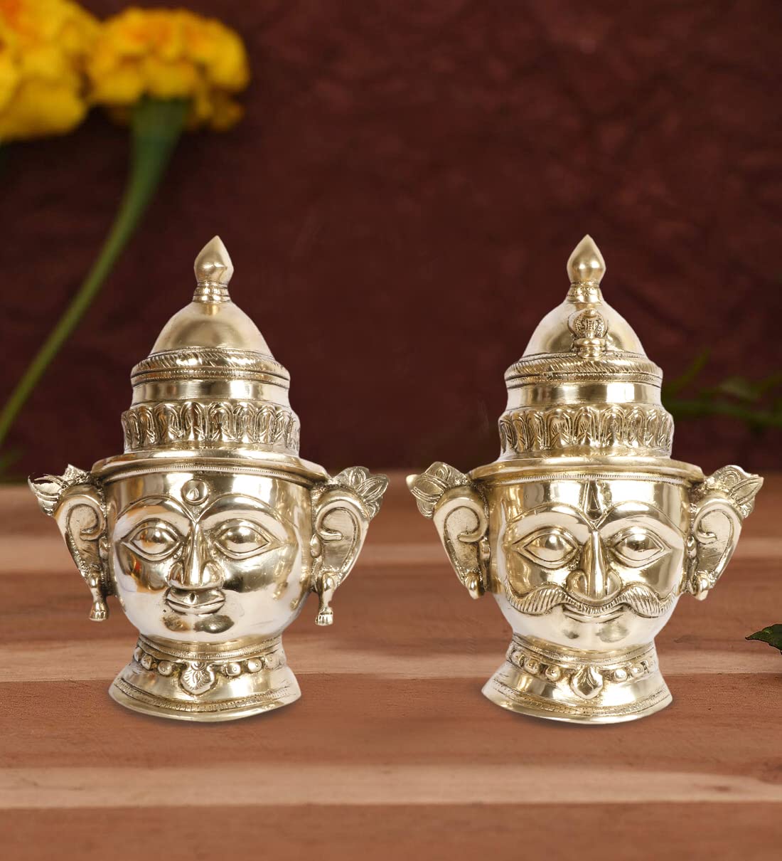 Buy Artvarko Brass Shiva Parvati Face Head Murti Shiv Parvathi Statue ...