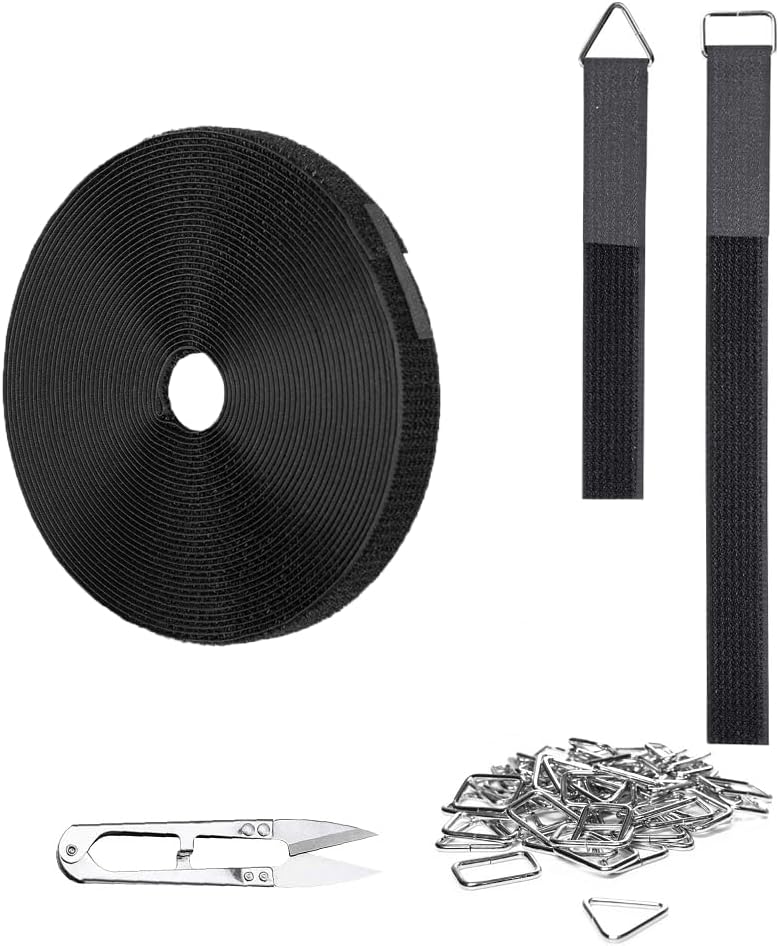 Amazon.com: Swpeet 51Pcs Nylon Black Hook and Loop Straps with Metal ...