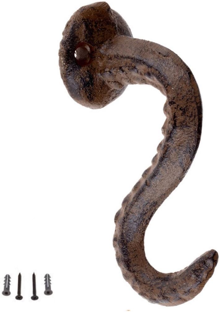 Brown Cast Iron Octopus Tentacle Metal Wall Hook With Hanging Hardware ...