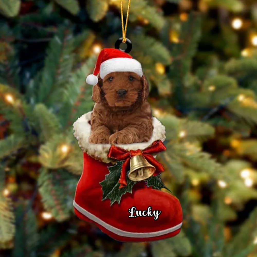 Amazon.com: Personalized Cockapoo Dog in Santa Boot Christmas Ornament ...
