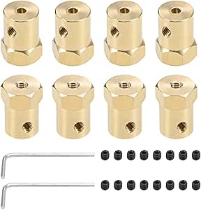 uxcell Hex Coupler 3mm Bore Motor Hex Brass Shaft Coupling Flexible ...