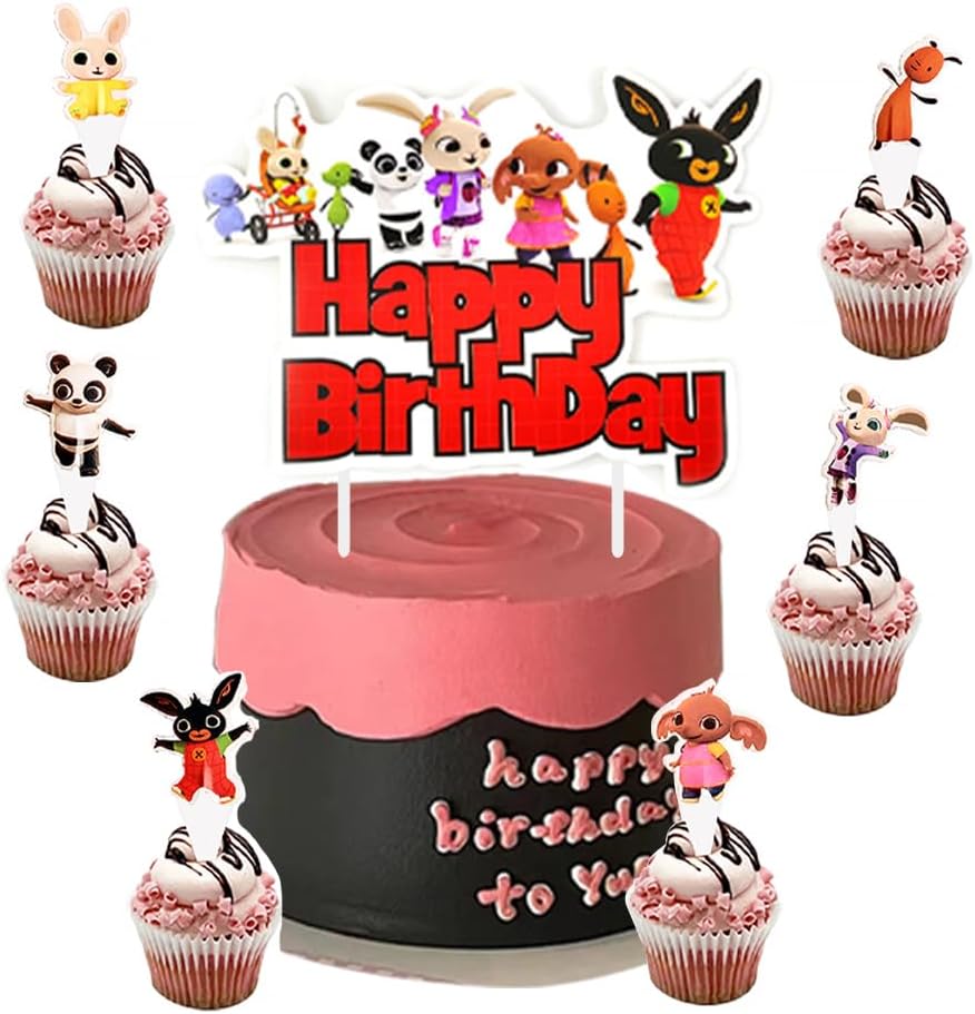 Amazon.com: fwgzuro 25PCS bing bunny Cake Toppers Cupcake Toppers Cake ...