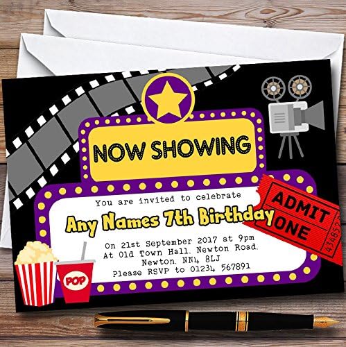 10 x Invitations Movie Theatre Film Night Cinema Children's Birthday ...
