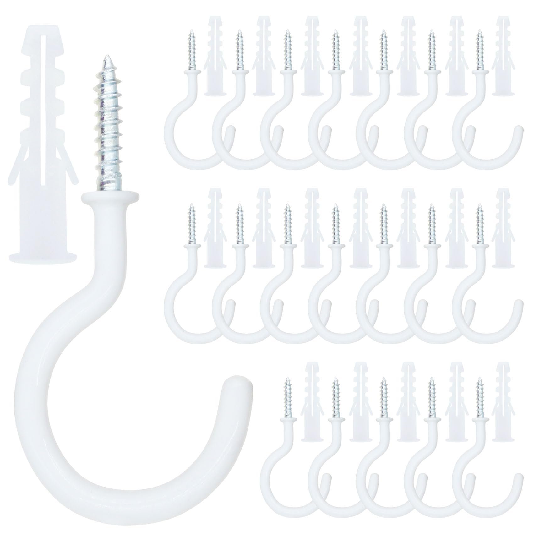 Amazon.com: Screw in Hooks for Hanging, 20 pcs Wall Hooks for Hanging ...