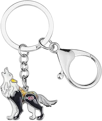 DALANE Enamel Alloy Novelty Wolf Keychains Car Pure Key Ring Jewelry ...