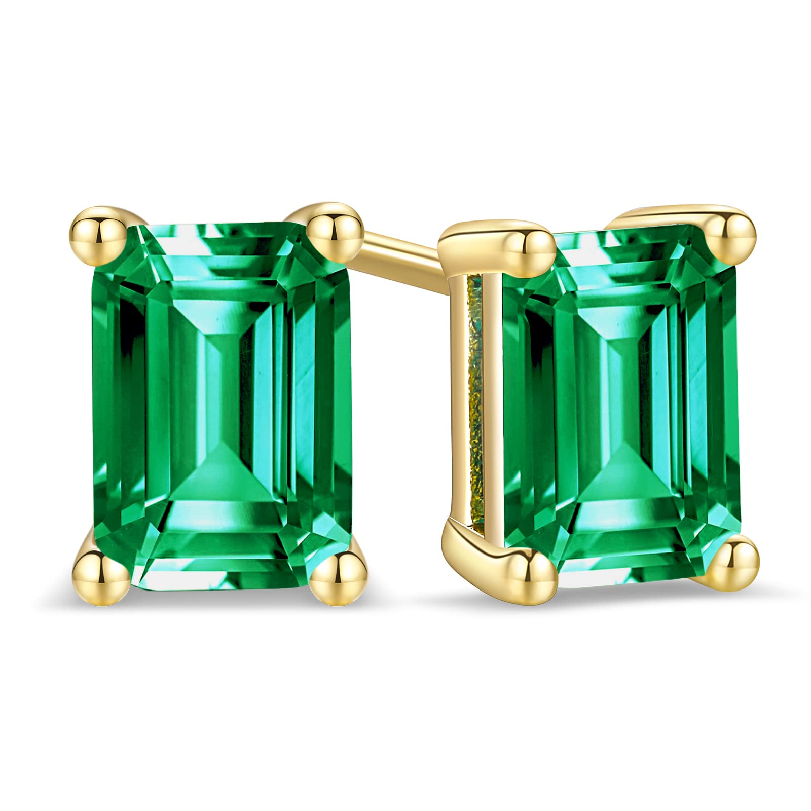 Snapklik.com : Sterling Silver Earrings For Men Women Emerald Cut Stud ...