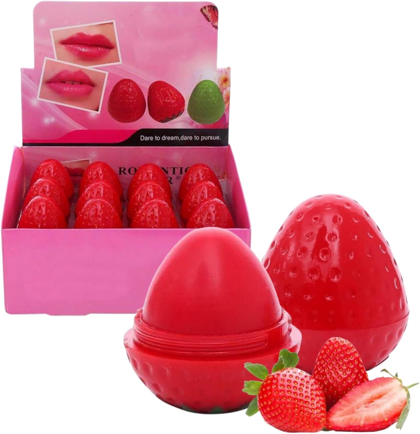 24 Piezas de Bálsamo Labial de Fresa con Forma Encantadora para Mujer y ...