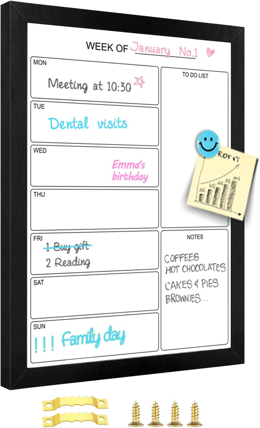 Umtiti 10.5" x 14.5" Dry Erase White Board & Weekly Calendar Board ...