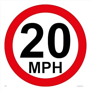 TR028 Traffic Sign 20 MPH Signs 150mm x 150mm .STICKER/SAV - WHITE ...