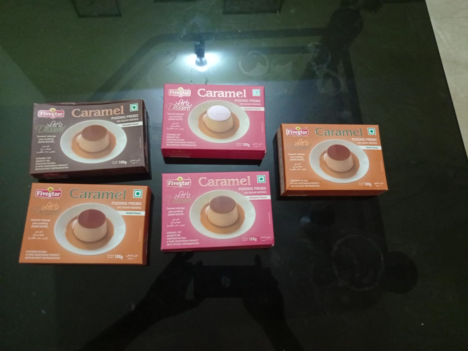 FIVESTAR Caramel Pudding 3 Vanilla,2 Chocolate,And 2 Strawberry-100G ...