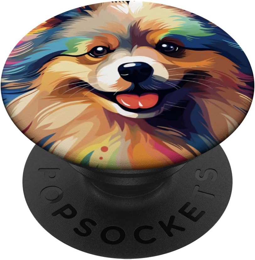 Amazon.com: Cute Pomeranian Dog Face Colorful Art Puppy Face Black ...