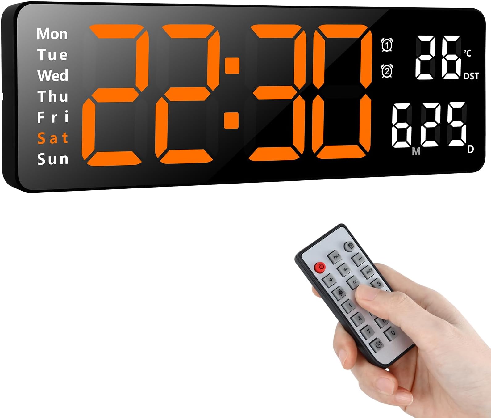 Large Digital LED Clock – Giant 8 Numeral Red LED Wall Clock with ...