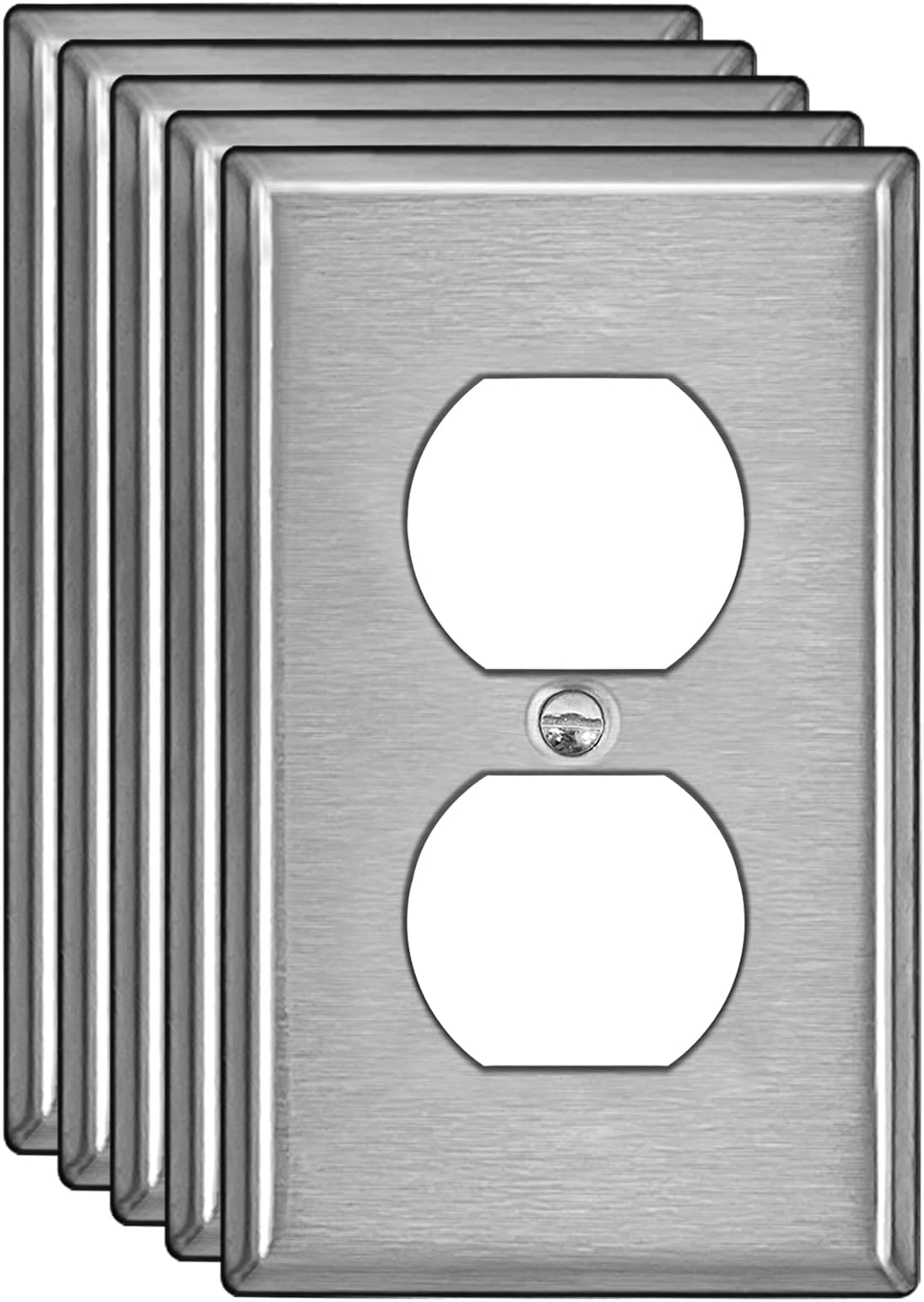 [5 Pack] BESTTEN 1-Gang Duplex Metal Wall Plate with Protective Film ...