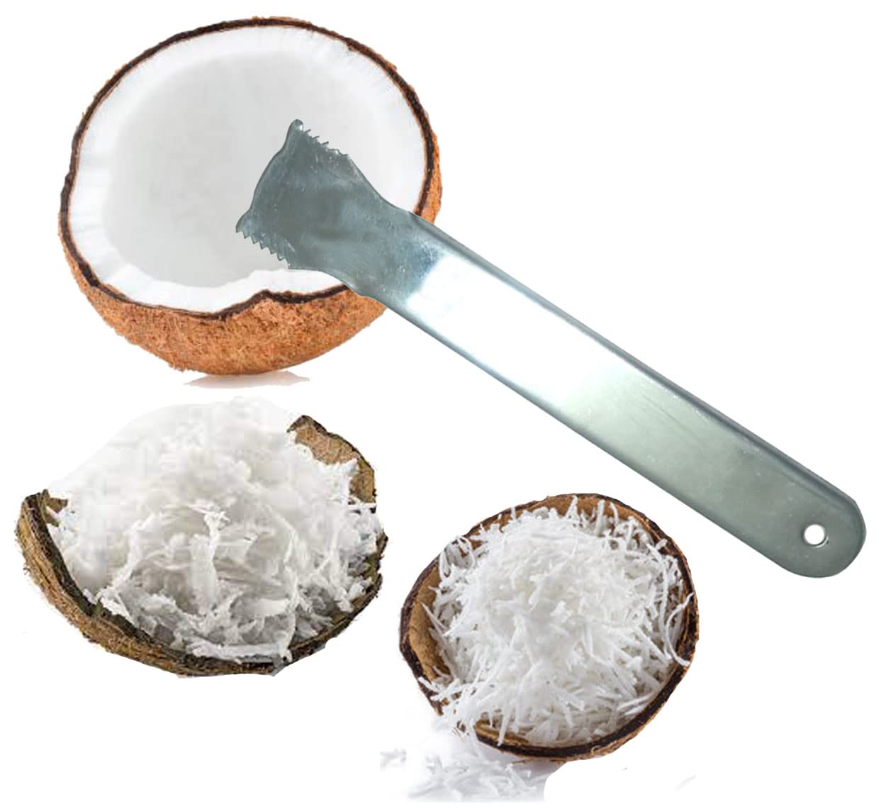 Coconut Scraper Stainless Steel with Hanging Holding Kitchen Grater ...