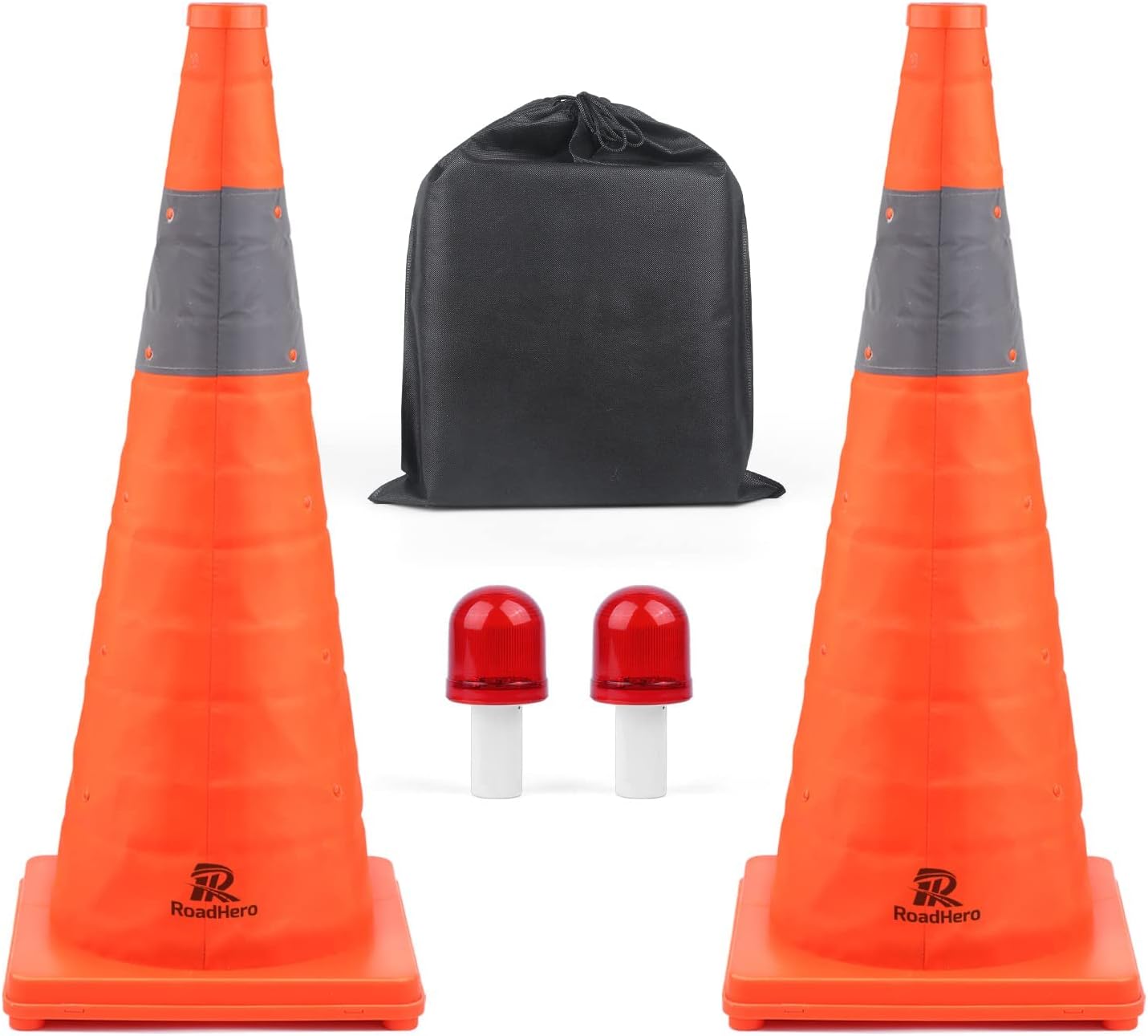 28 Inch Pop-up Cones 4-Pack 28" Collapsible Traffic Cones With LED ...