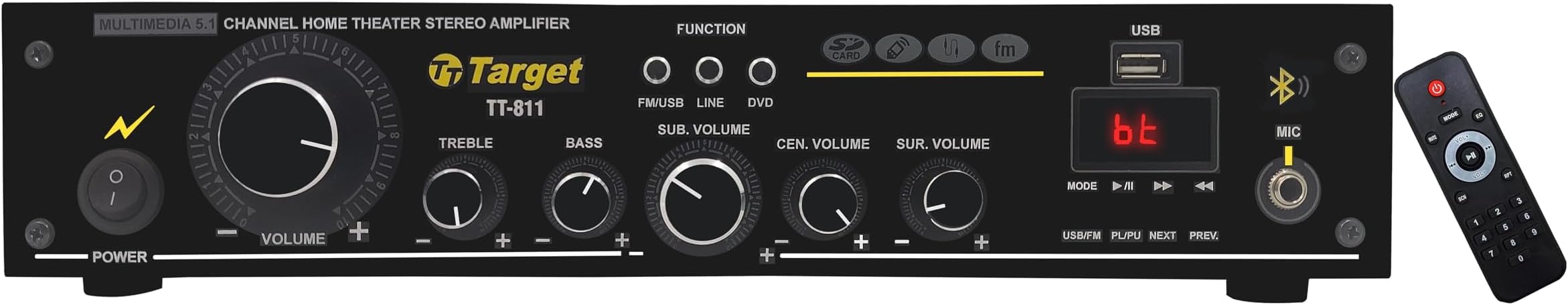 TARGET – TT 811 Amplifier Rms 180 Watts 5.1 Channel Surround Six Tracks ...