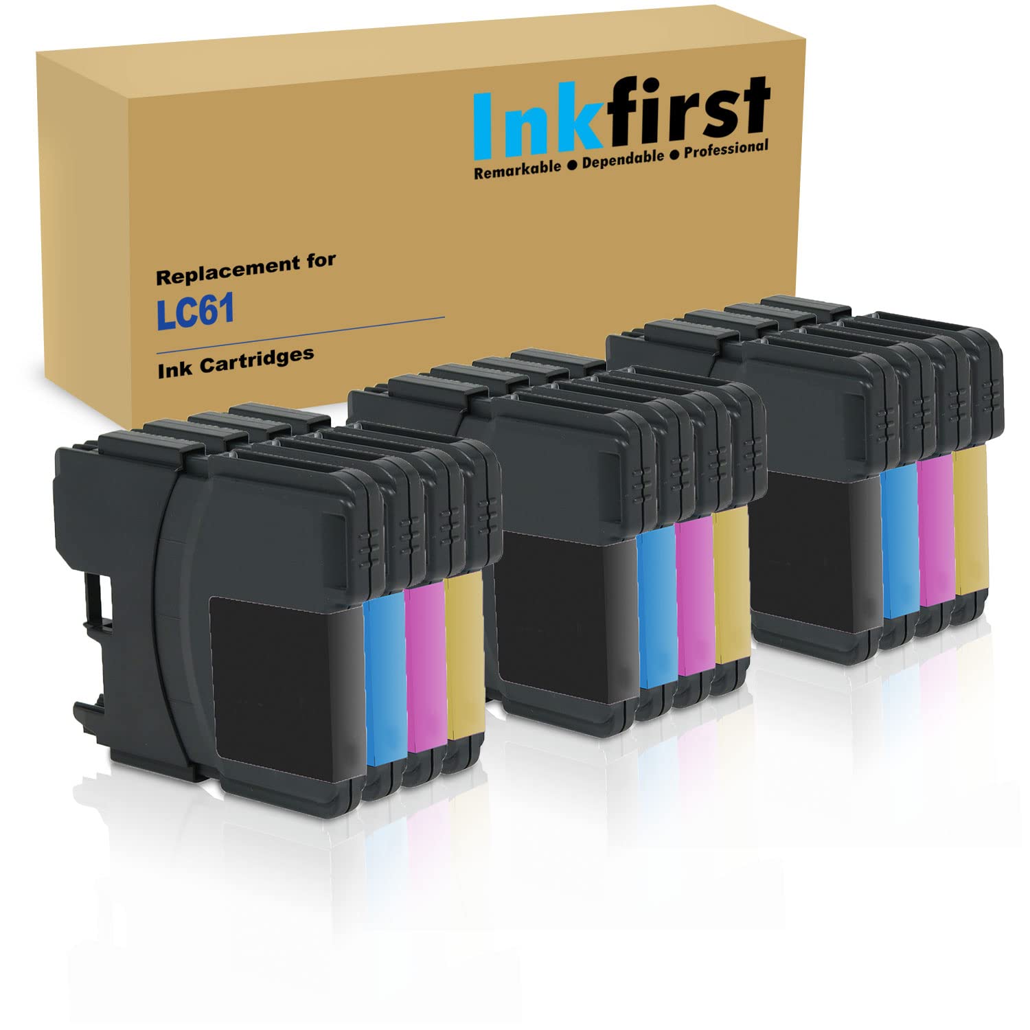 3 Set of 4 Inkfirst® LC61 Ink Cartridges Compatible Remanufactured for ...