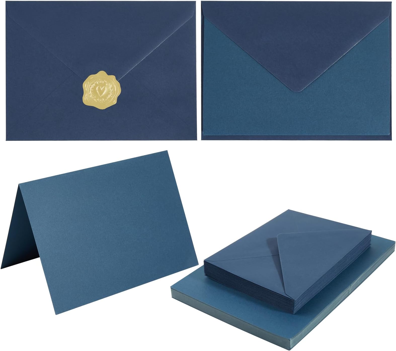 Amazon.com : 50 Pack Navy Blue A7 Envelopes with Cards 5x7 Thick Folded ...