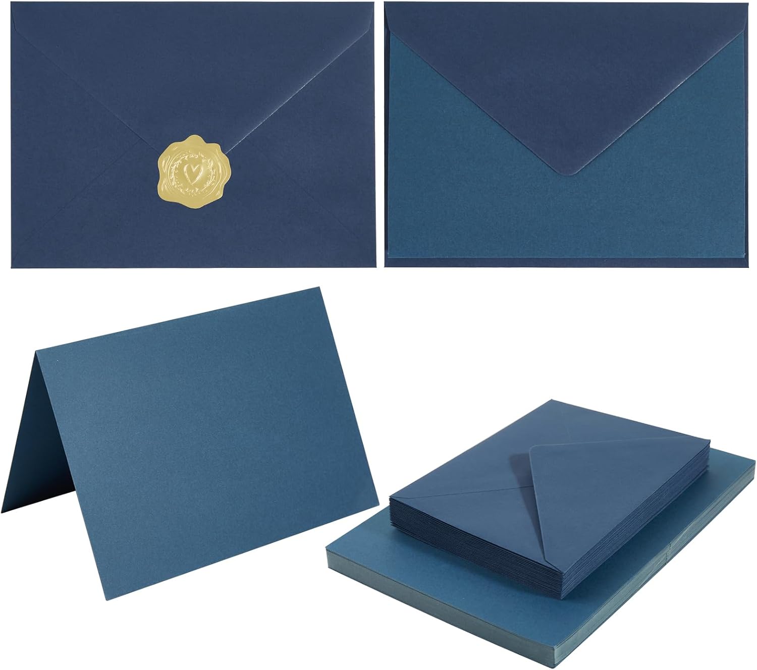 Amazon.com : 50 Pack Navy Blue A7 Envelopes with Cards 5x7 Thick Folded ...