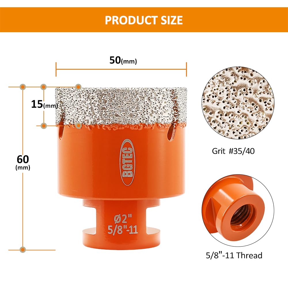 Snapklik.com : Diamond Core Drill Bit 50mm BGTEC Diamond Hole Saw Tile ...