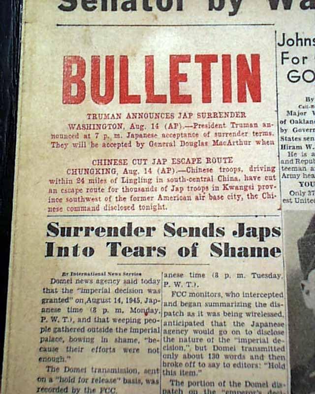 Great JAPANESE SURRENDERS End of World War II Peace V-J Day 1945 WWII ...