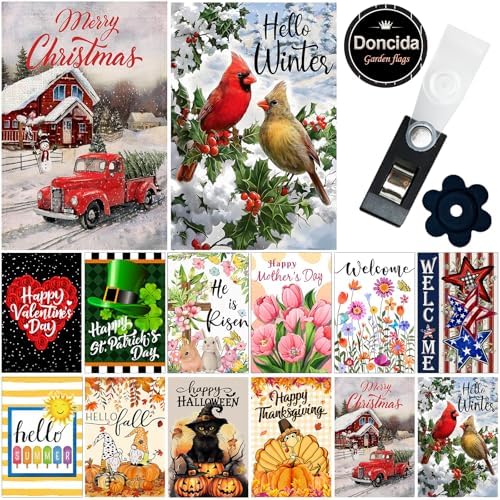 Amazon.com : Doncida Seasonal Garden Flag Set of 12 Double Sided 12x18 ...