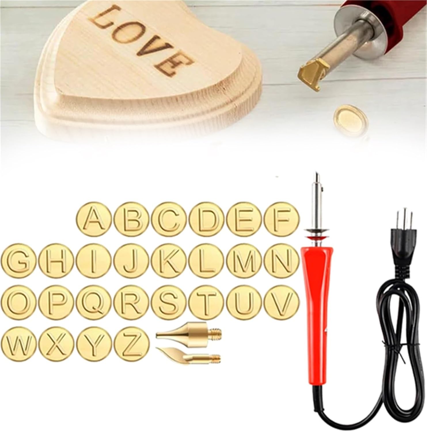 Amazon.com: Boarl 26 Letters Copper Mold —DIY Wood Burning/Carving Set ...