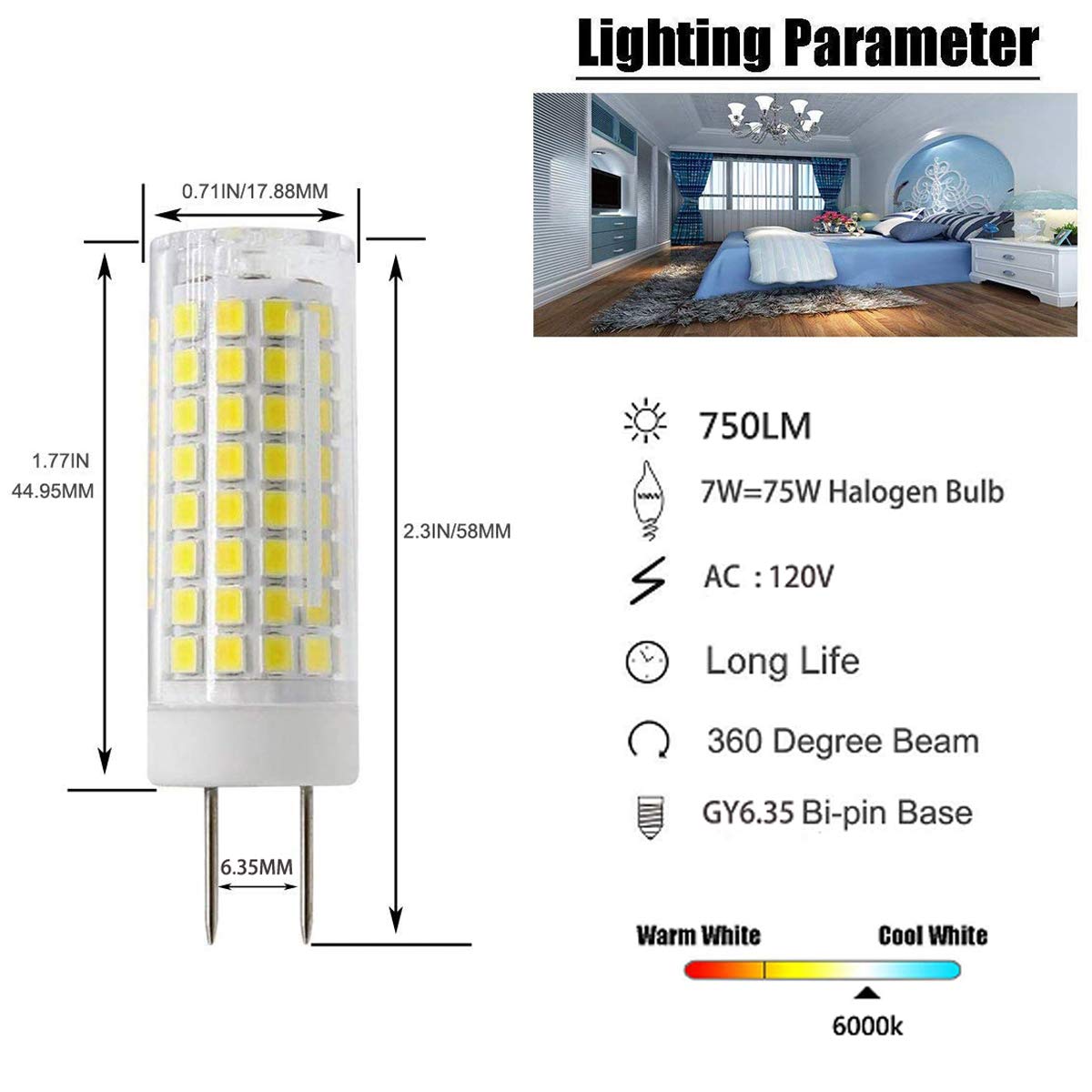 Snapklik.com : G8 Led Bulb, 7W G8 Led Lamps, 75W Halogen Bulb ...