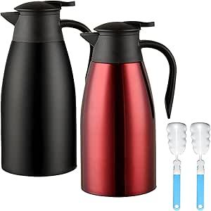 Amazon.com: 70 oz Thermal Coffee Carafe, Updated 2 PCS Insulated Stainless Steel Coffee Carafes ...