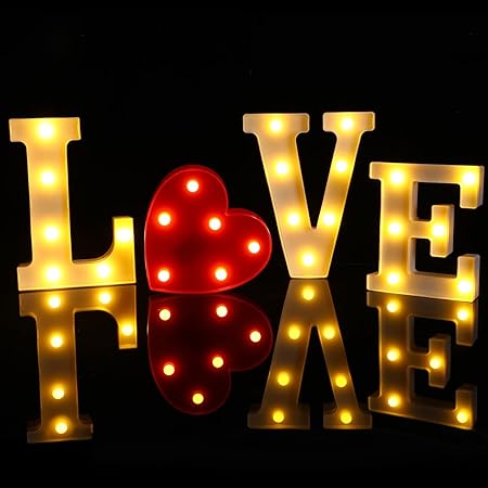 Amazon.com: SAND MINE Wooden LED Letter Lights, Valentine's Day LED ...