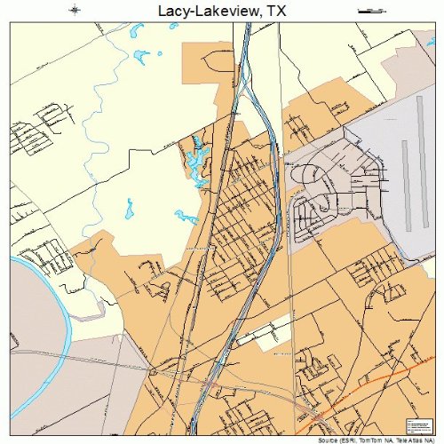 Large Street & Road Map of Lacy-Lakeview, Texas TX - Printed poster ...