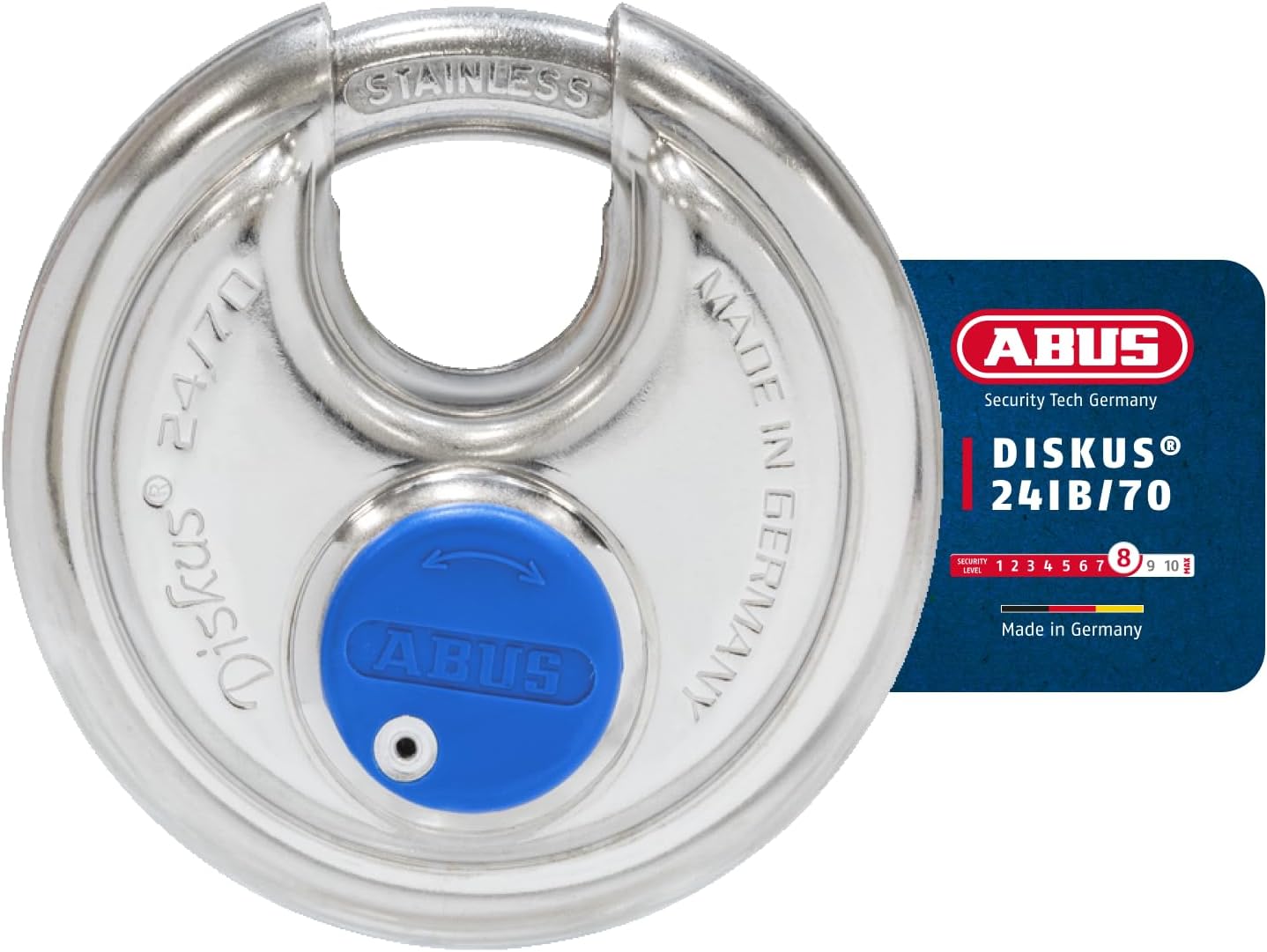 ABUS Diskus Padlock 24IB/70 Made of Stainless Steel - with 360° All-Round Protection - for ...