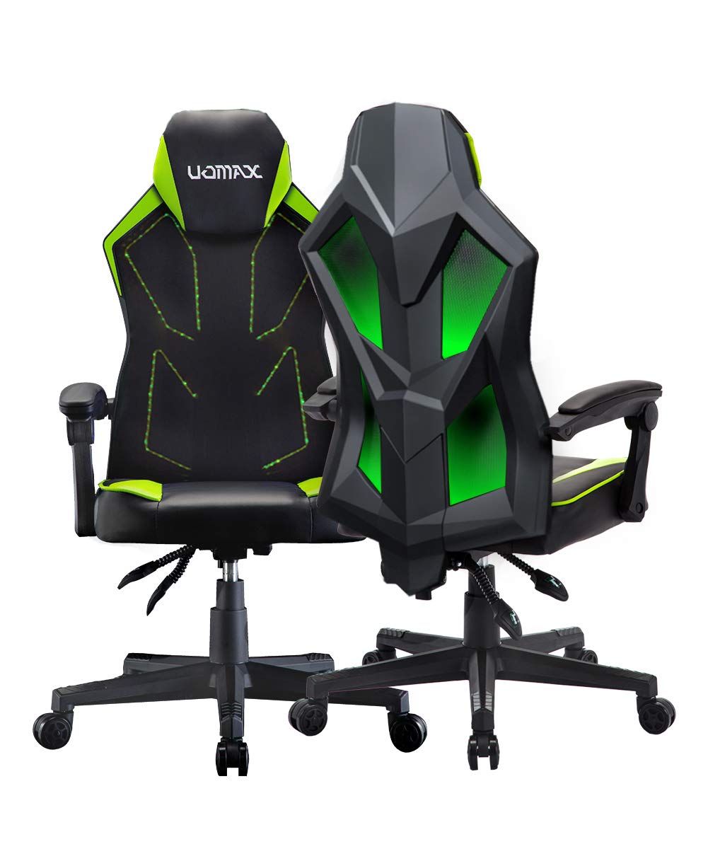 Buy UOMAX Gaming Chair with LED Lights, Wide Flat Cushion Reclining ...